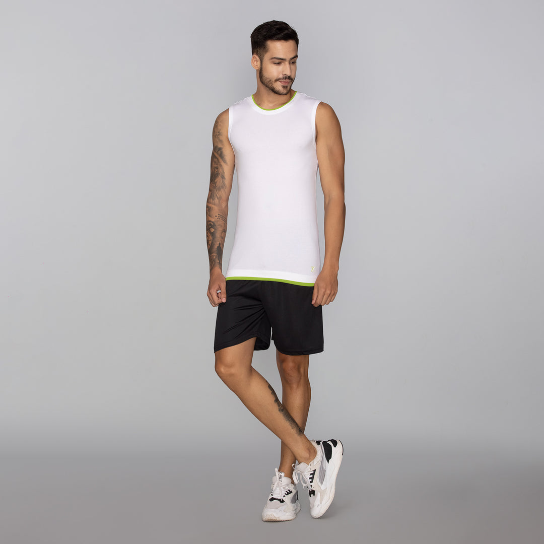 Buy Activo Combed Cotton White Gym Vest Online – XYXX Apparels