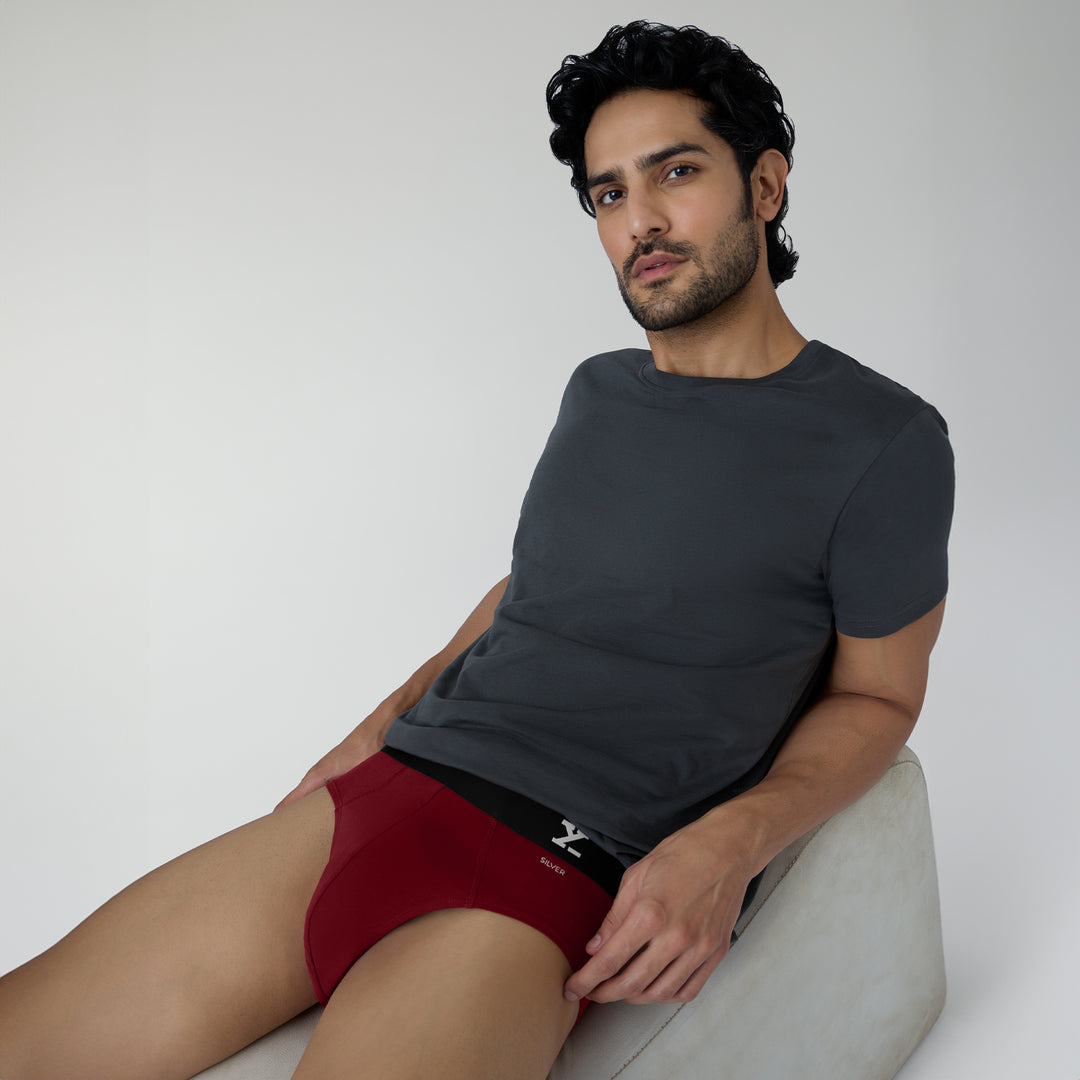 Aero Silver Cotton Briefs Bold Burgundy – XYXX Apparels