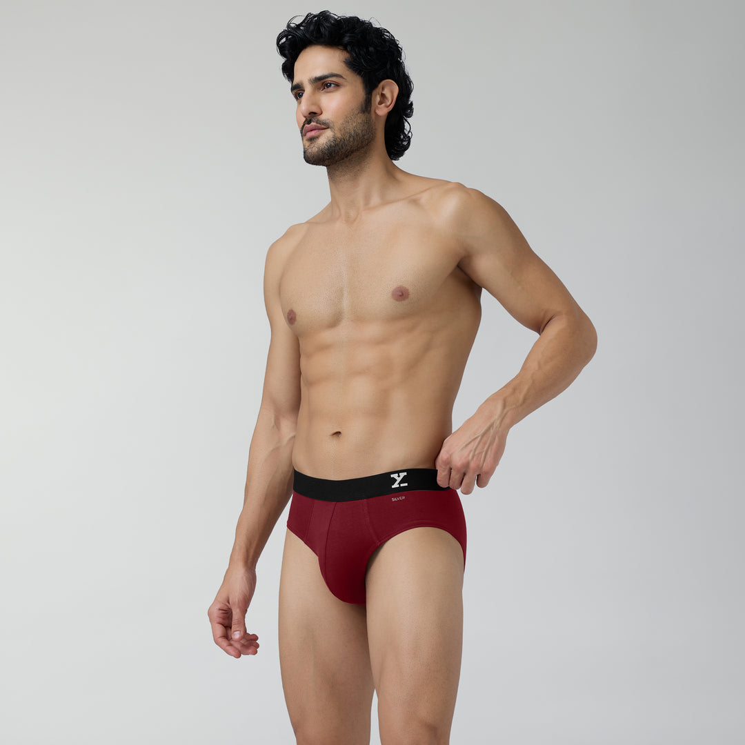 Aero Silver Cotton Briefs Bold Burgundy – XYXX Apparels