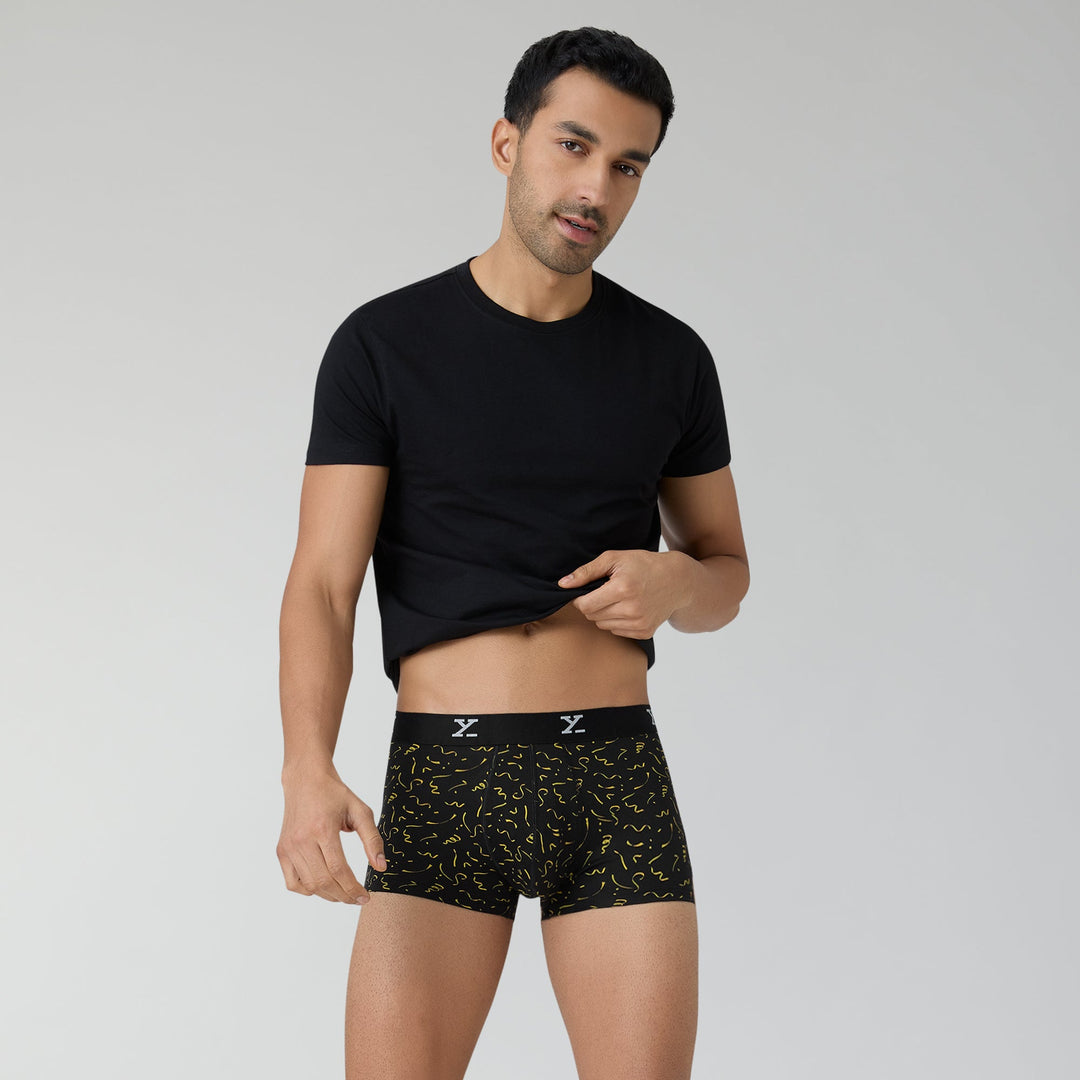 XYXX Printed Trunks for Men | Confetti Black, Super Combed Cotton ...