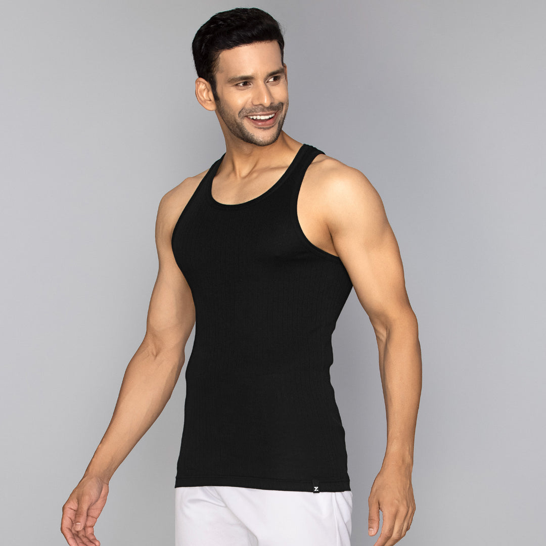 Nova Round Neck Racer Back Vest Black Knight – XYXX Apparels