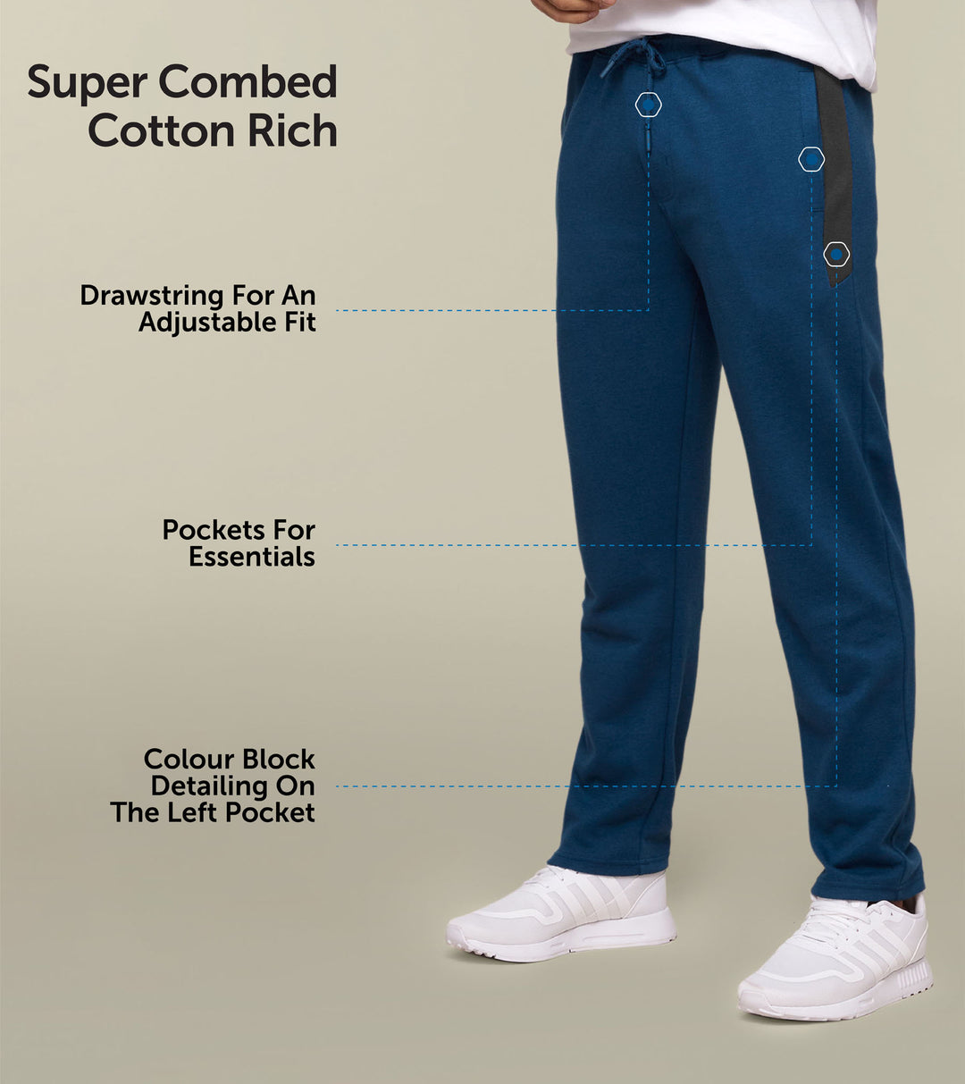 Code Cotton Rich Track Pants Oxford Blue – XYXX Apparels