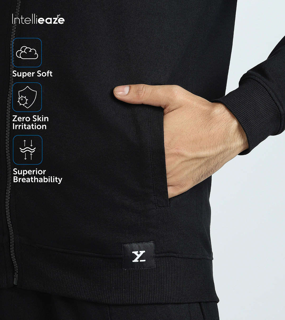 Cruze French Terry Cotton Zip Ups Pitch Black – XYXX Apparels
